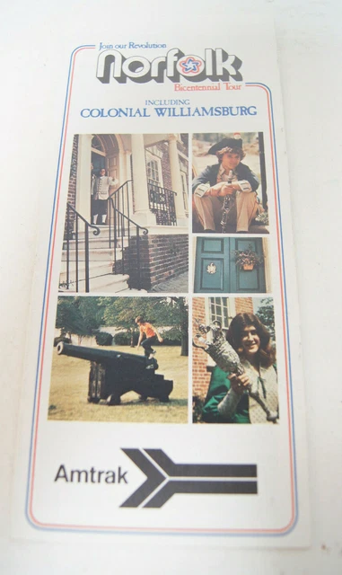 AMTRAK NORFOLK BICENTENNIAL Tour Colonial Williamsburg 1976 Travel ...