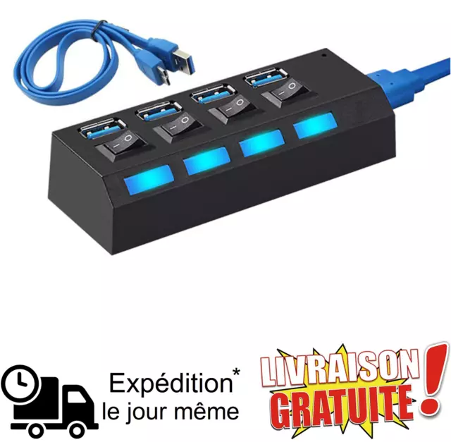 USB 3.0 HUB Multiprise USB 4 Ports Prise Ordinateur PC Portable PS4/PS5 ... USB 3.0 HUB Multiprise USB 4 Ports Prise Ordinateur PC Portable PS4/PS5 ...