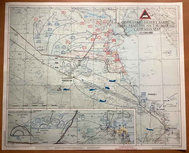 ORIGINAL 1991 BRITISH ARMY MAP: OP GRANBY/DESERT SABRE CAMPAIGN MAP ...