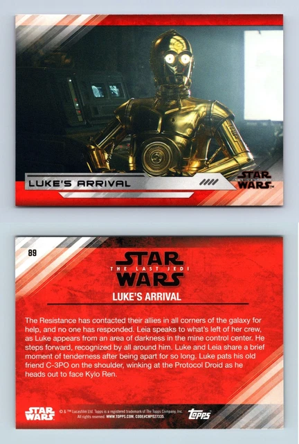 LUKE'S ARRIVAL #89 Star Wars The Last Jedi Series 2 Topps 2018 Trading ...