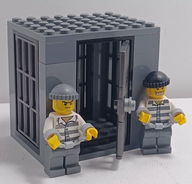 LEGO PRISON Jail Cell w/2 Prisoner Minifigures Police City Barred Door ...