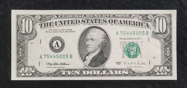 UNITED STATES: 1 x 10 US Dollar 1995 Banknote. £22.00 - PicClick UK