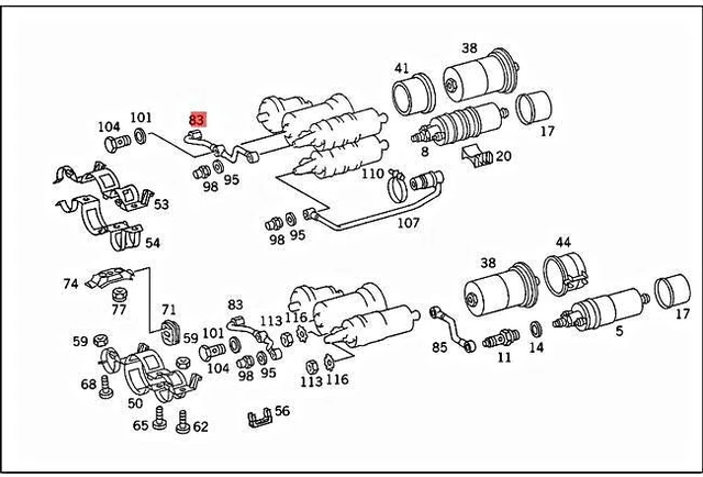 GENUINE MERCEDES C124 R129 W124 From fuel pump to accumulator Line ...