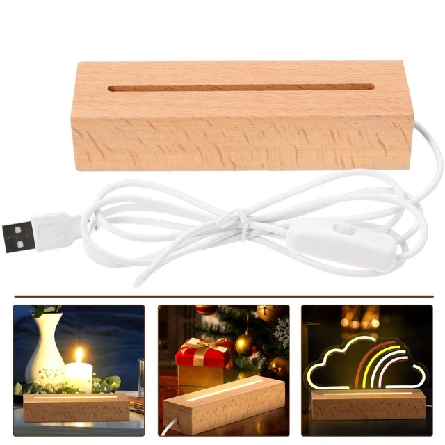 RECTANGULAR WOODEN LED Light Display Base Acrylic Glass Art Display ...