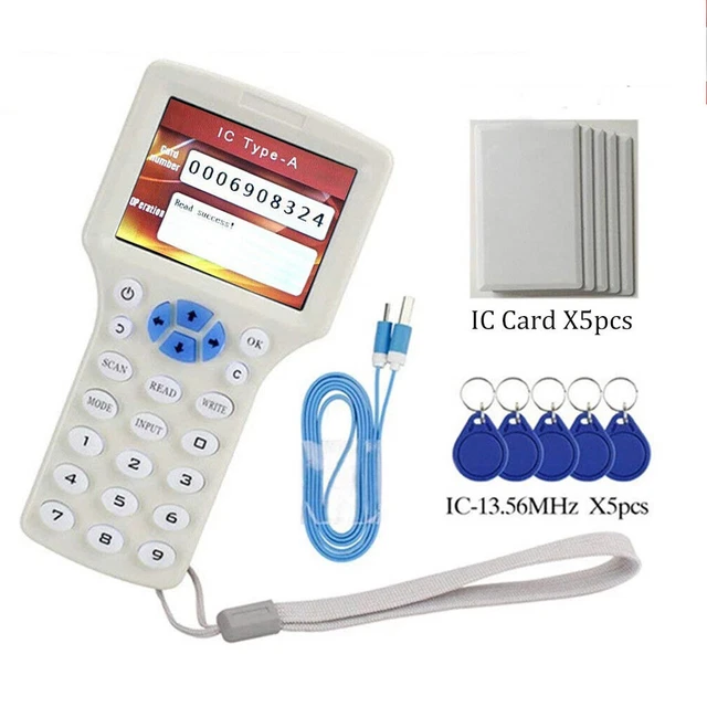 10 FREQUENCY NFC Smart Card Reader Writer RFID Copier Duplicator 125KHz ...