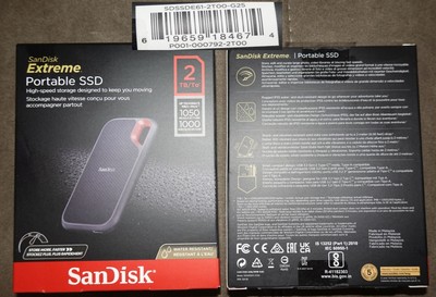 SANDISK EXTREME PORTABLE SSD V2 2TB, USB-C 3.2 (SDSSDE61-2T00-G25) £26.63 - PicClick UK