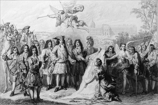 ROI LOUIS XIV établissant l'HÔTEL ROYAL des INVALIDES - Gravure du 19e ...