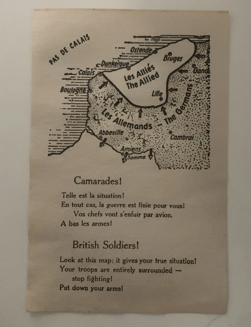 WW2 GERMAN PROPAGANDA Leaflet, Dropped On Retreating British Soldiers £ ...
