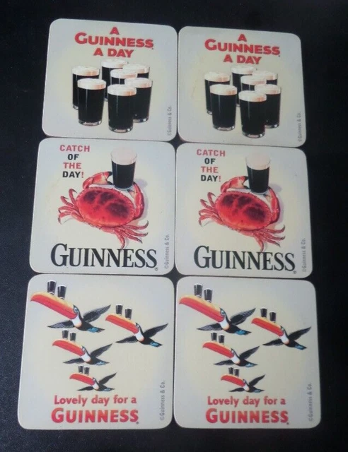 VINTAGE GUINNESS DRINKS Coasters X 6 Guinness & Co £10.00 - PicClick UK