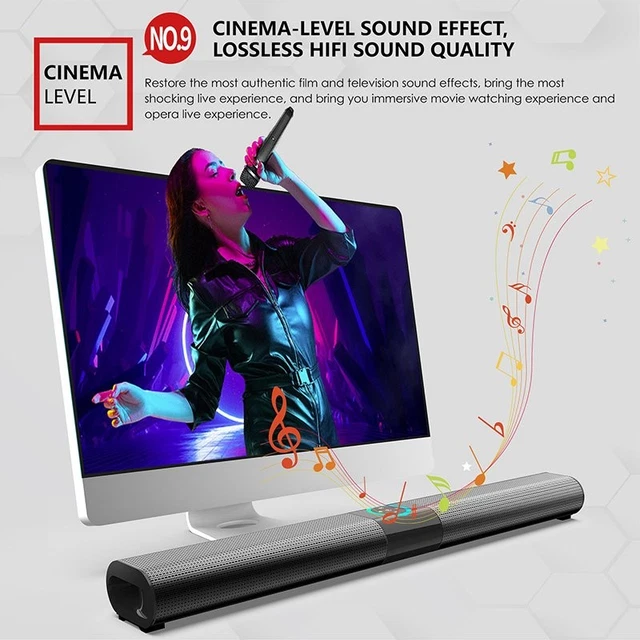 RGB LED SOUND Bar Speaker SUPER BASS TV Home Theater Subwoofer ...