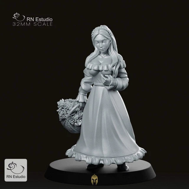 DND FANTASY FIORA Flowergirl Peasant Miniature RPG Pathfinder TTRPG £8. ...
