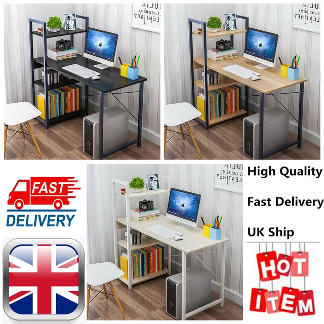 WOODEN COMPUTER TABLE Study Desk PC Laptop Workstation Table With 4 ...