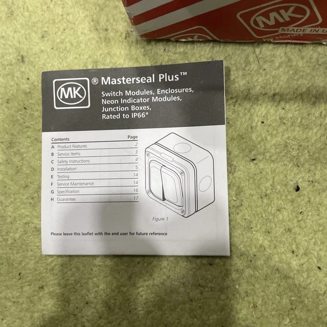 MK MASTERSEAL PLUS Switch 10A 2 Way SP 1 Gang IP66 White £20.00 ...