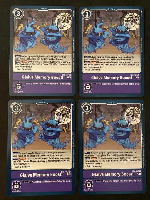 (4X) DIGIMON TCG Glaive Memory Boost BT6-107 C Double Diamond Playset ...