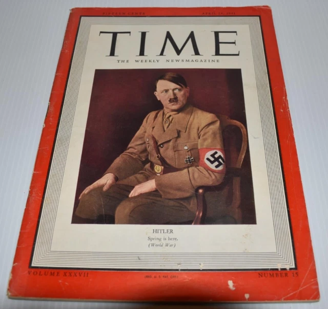 ADOLF HITLER WORLD War Vtg Time Magazine 1941 Vol 37 No 15- Apr, 14 ...