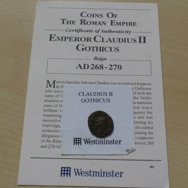 EMPEROR CLAUDIUS II Gothicus Follis AD 268-270 + COA Coins Of The Roman ...