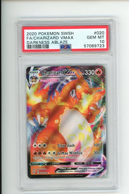 PSA 10 POKÉMON TCG Charizard VMAX Darkness Ablaze 020/189 Holo Ultra ...