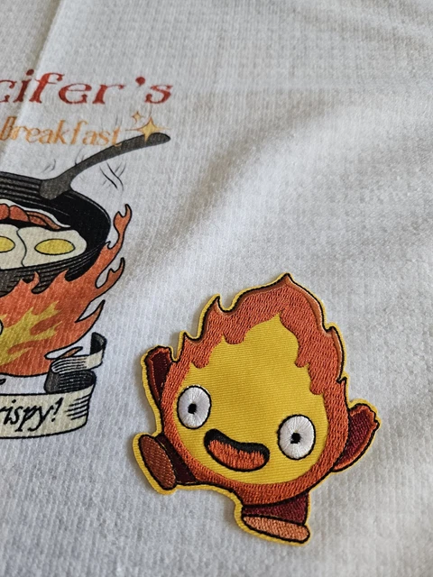 STUDIO GHIBLI CALCIFER Fire Howls Moving Castle Embroidery Applique ...