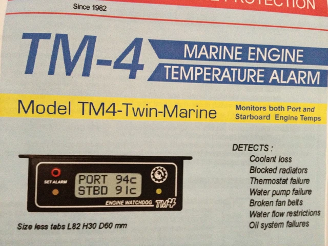 BOAT - MARINE Engine Temperature Alarm , TM4 Twin Sensor - Reads Port ...