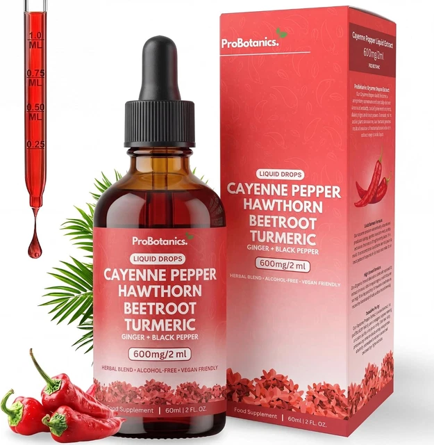CAYENNE PEPPER DROPS Liquid Extract Supplement | Hawthorn Berry ...