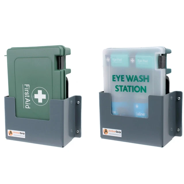 FIRST AID BOX & Eye Wash Station Set. For Office, Workshop, Van. Wall ...