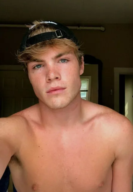 Shirtless Male Muscular Hunk Handsome Young Frat Jock Beefcake Photo