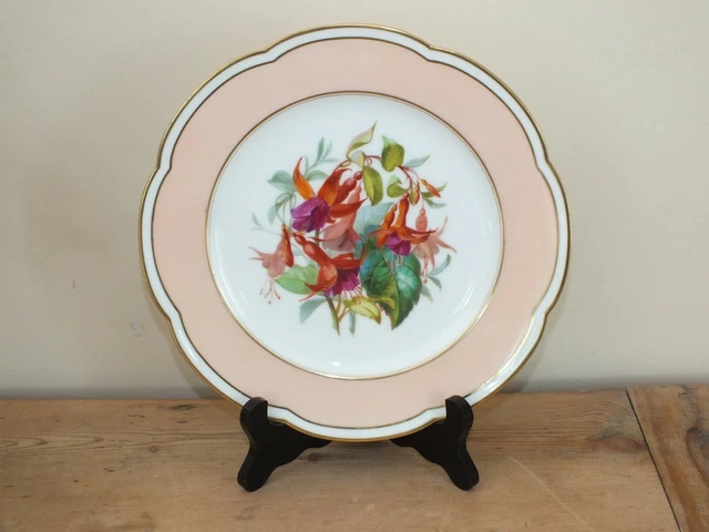 JACQUEL À PARIS: assiette 19ème en porcelaine peinte décor de fuchsias ...