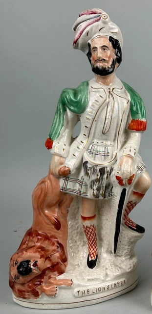 ANTIQUE LARGE STAFFORDSHIRE Figure Of The Lion Slayer £35.00 - PicClick UK