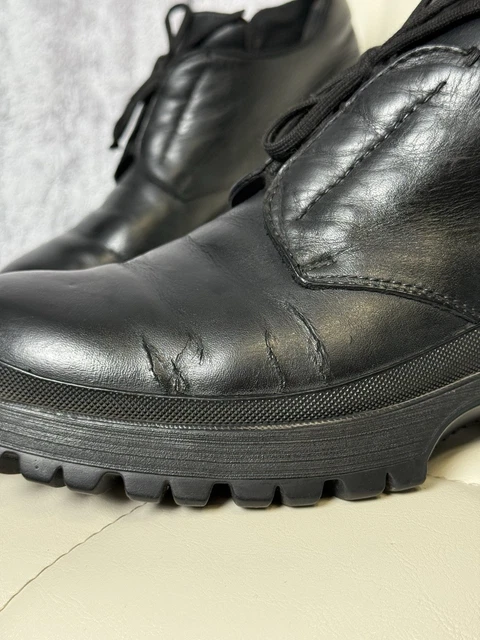 PRADA BLACK LEATHER Boots Men’s Lug Sole Shoes Made in Italy £123.65 ...