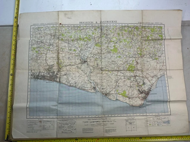 ORIGINAL WW2 BRITISH Army OS Map of England - War Office - Brighton ...