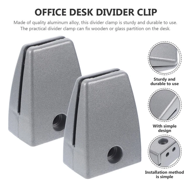 4 PCS DESK Divider Brackets Clips Aluminum Alloy Clamps for Privacy ...