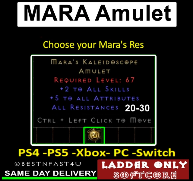 S6 LADDER - Mara's amulet mara +2 AS PC-XBOX-PS4-PS5-SWITCH Diablo 2 ...