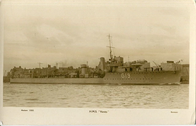 HMS VANITY (1918) Royal Navy WWI WWII Admiralty V-class destroyer RP ...