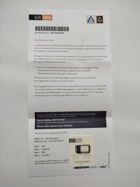 ALDI TALK SIM karte neu EUR 7,15 - PicClick DE