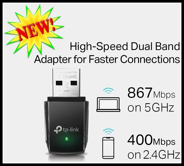 TP-LINK ARCHER T3U AC1300 Wireless Dual Band MU-MIMO Mini USB 3.0 Wi-Fi ...