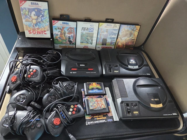 X3 SEGA MEGADRIVE consoles x 10 games controllers ++++ power rangers ...