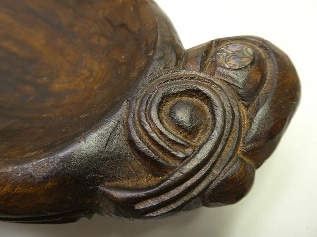 VINTAGE NEW ZEALAND Maori Tiki Statue Paua Shell Hand Carved Bowl $69. ...