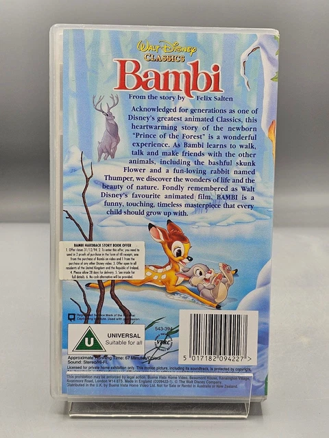 WALT DISNEY CLASSICS - Bambi (1942) VHS Video Tape - Classic Disney ...