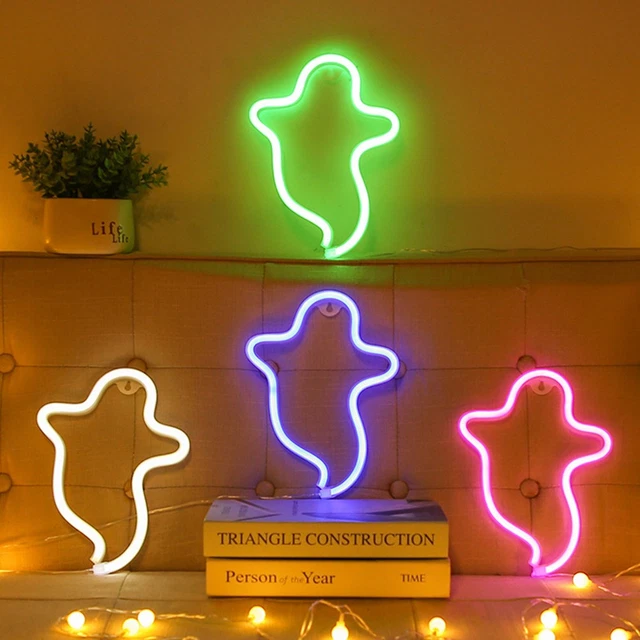GHOST LAMP HALLOWEEN Decorations Indoor Neon Night Signs Bedside Light ...