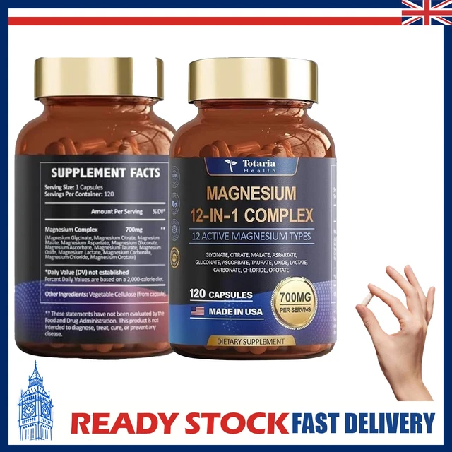 1-5X MAGNESIUM COMPLEX 700mg 12-in-1 Magnesium Supplement with 120 ...