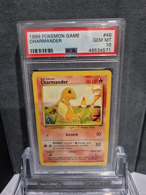 CHARMANDER 1999 BASE SET POKEMON TRADING CARD GAME #46 PSA 10 GEM MINT ...