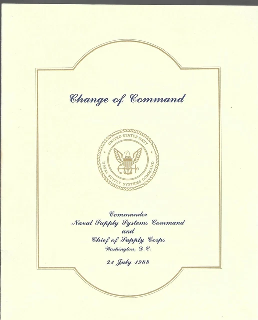 USN CHANGE OF Command Naval Supply Sys Command and Chief of Supply Corp ...
