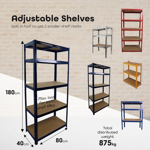 5 TIER SHELVING Unit Free Standing Boltless Rack For Home Office ...