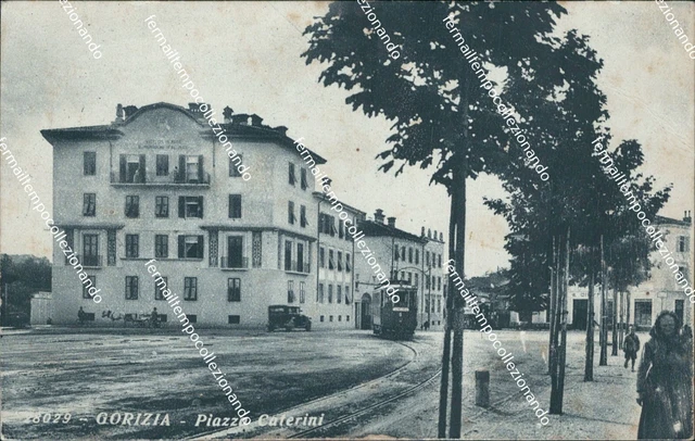 CE609 CARTOLINA GORIZIA citta' piazza caterini tram bella! 1940 friuli ...