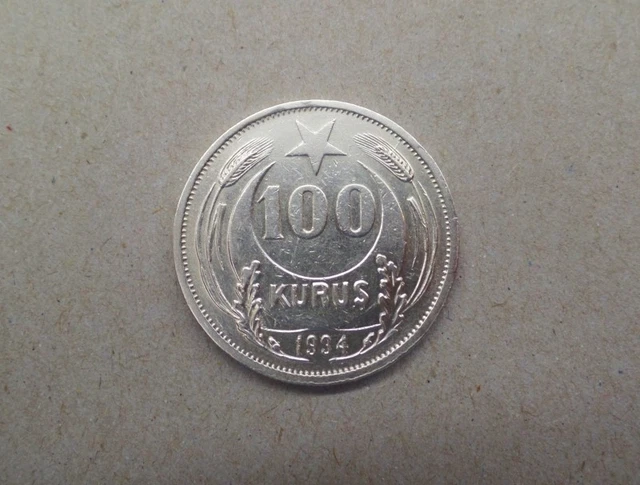 100 KURUSH 1934 Kurus Silber Münze Kemal Atatürk Türkei Türkiye #2 EUR ...
