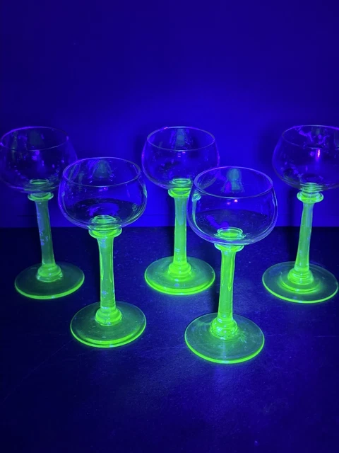 5 WHITE WINE glasses, UVA, antique, glass, uraline £25.51 - PicClick UK