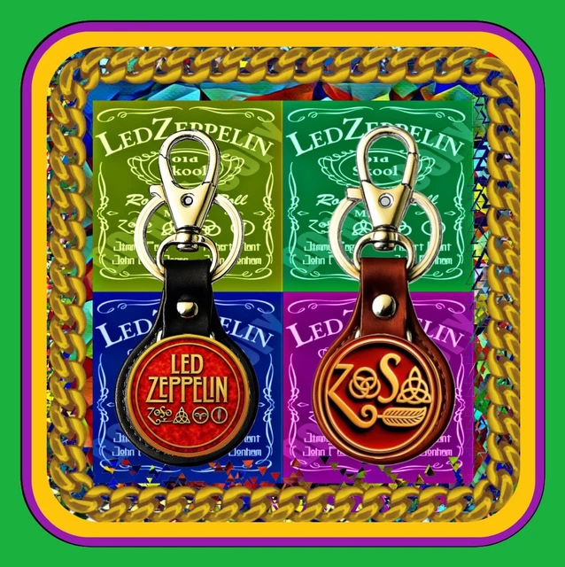 LED ZEPPELIN LONDON 1968 🇬🇧Fourever Logo 🇨🇦Two Leather Keychains 🇺🇸 $32 ...