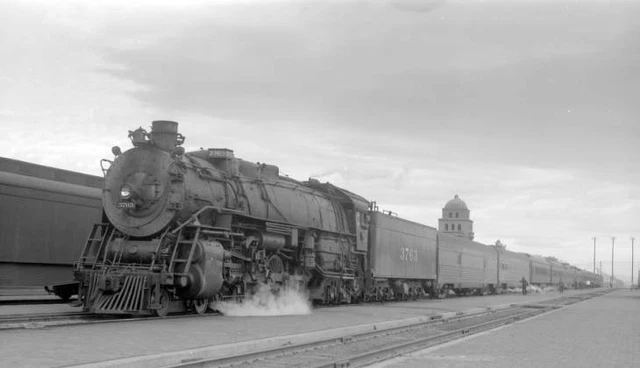 AT&SF SANTA FE Railroad locomotive engine No. 3763 type 4-8-4 OLD TRAIN ...
