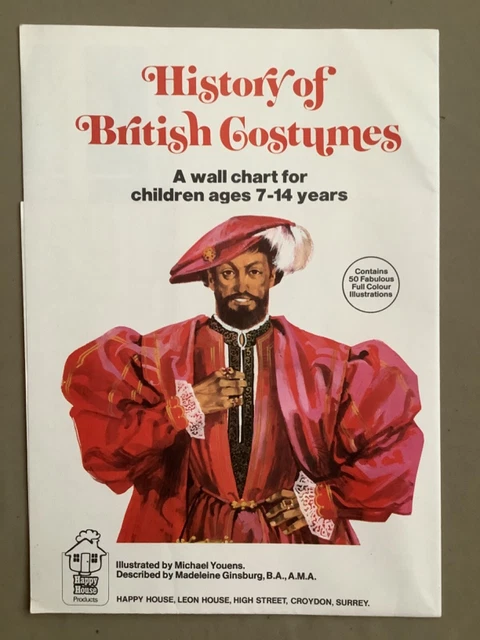 VINTAGE HISTORY OF British Costume Wall Chart Poster Happy House ...