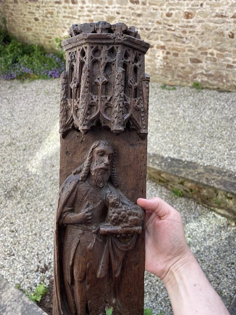 PANNEAU EN CHÊNE Saint Jean Baptiste Agnus Dei gothique Médiéval Haute ...